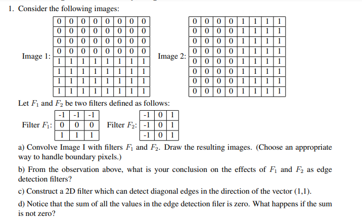 Solved 1. Consider the following images: Image 1 Image 2: | Chegg.com