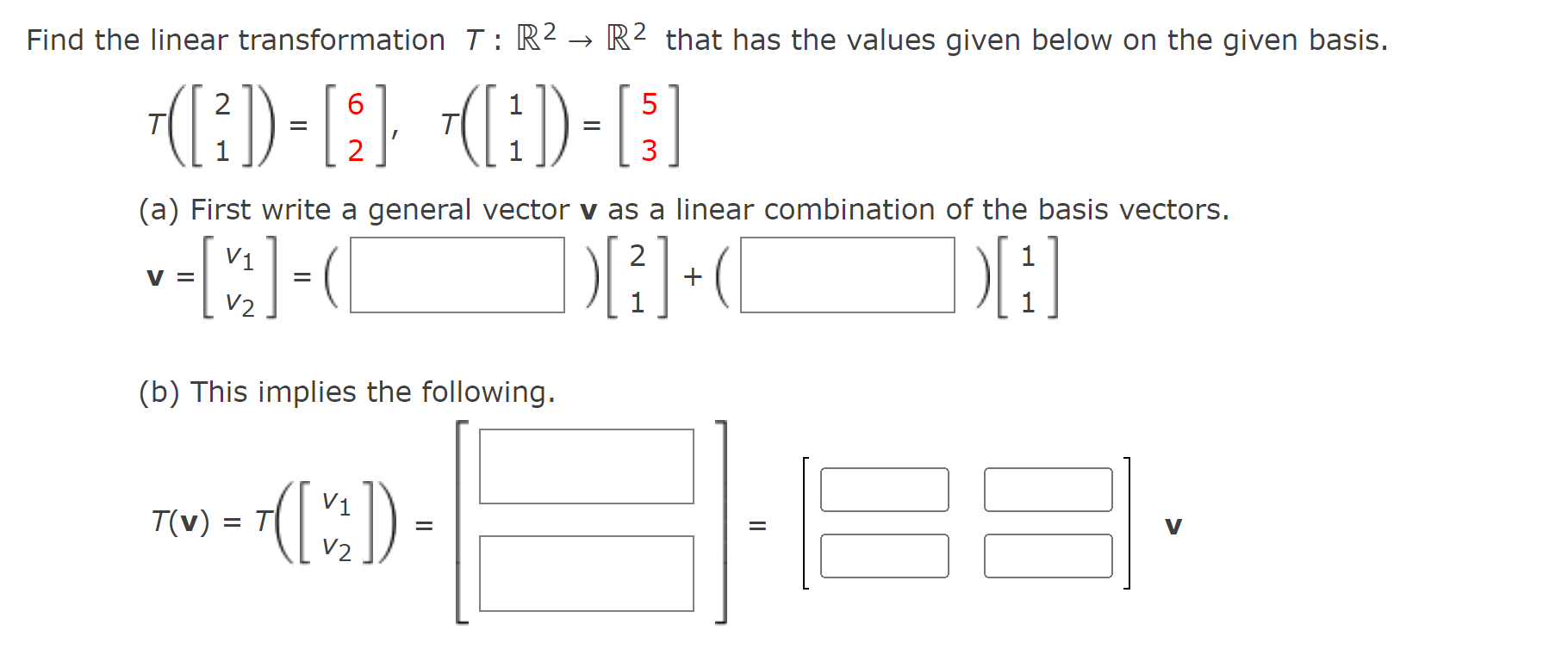 Solved Find the linear transformation T:R2 → R2 that has the | Chegg.com