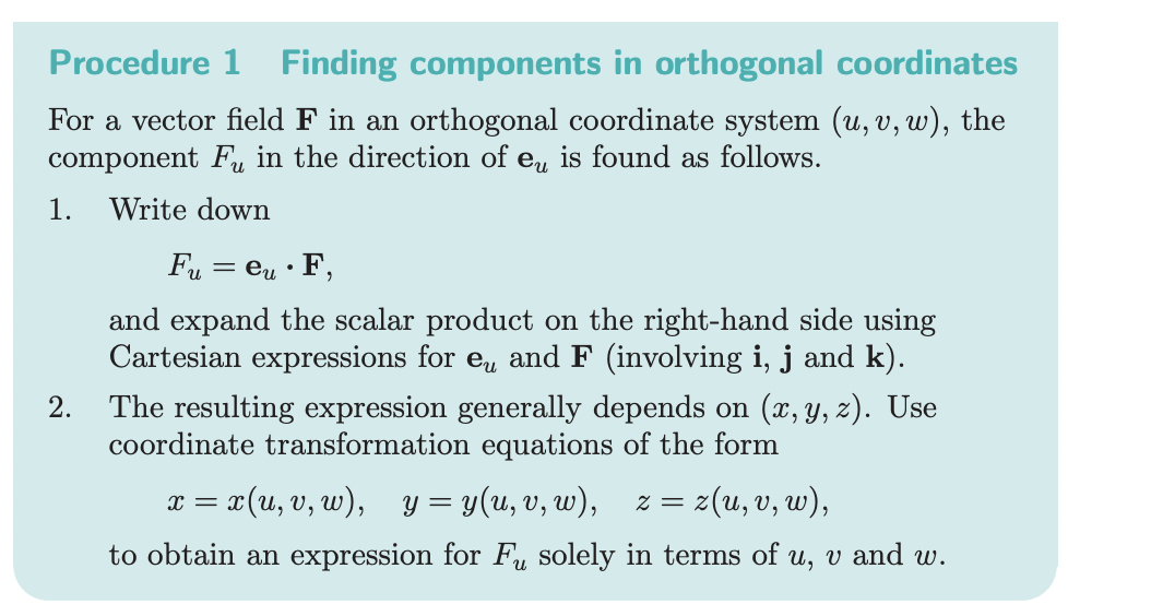 Solved Procedure 1 Finding components in orthogonal | Chegg.com