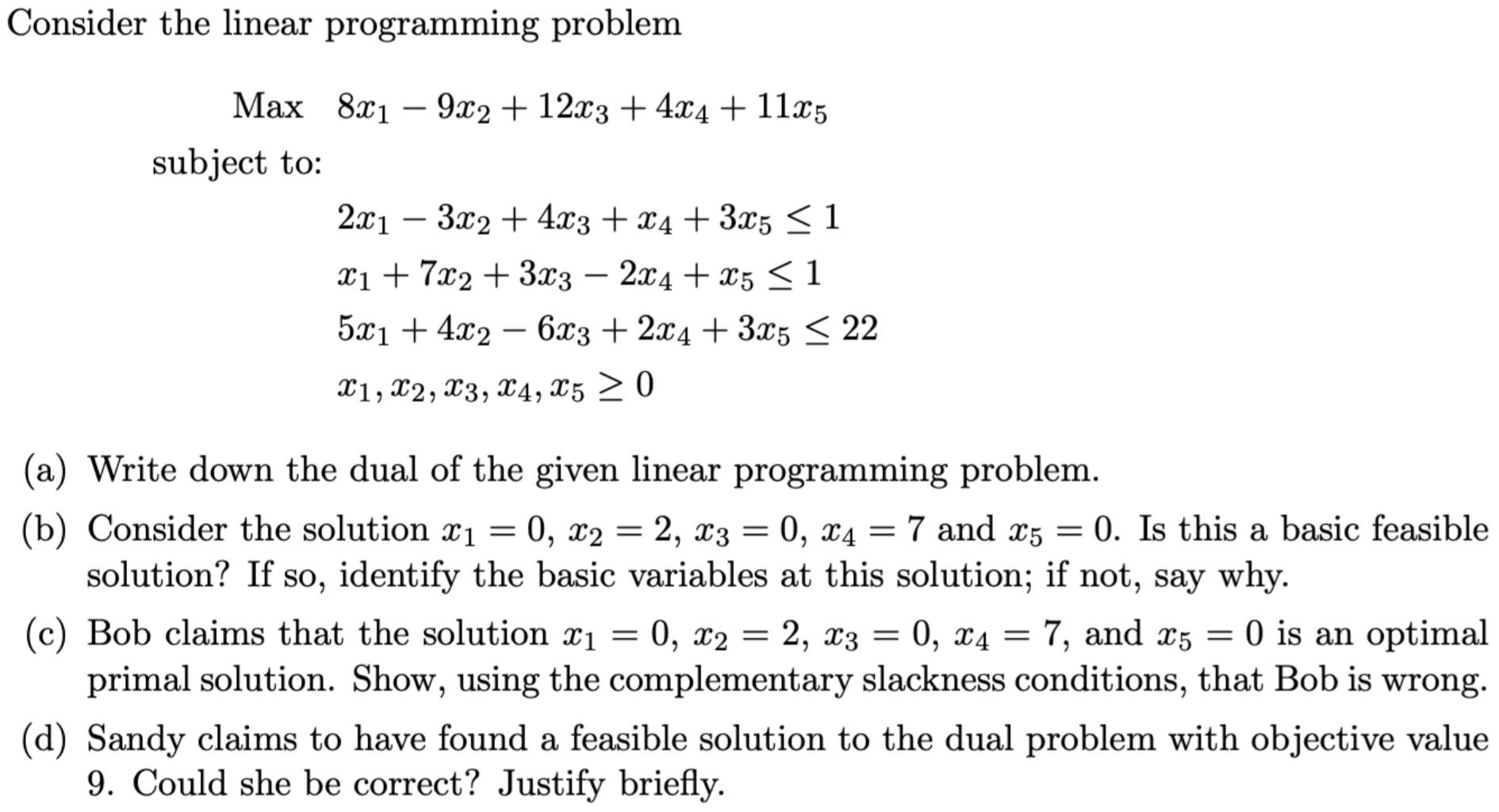 Solved Consider The Linear Programming Problem Max 8x1 9x2