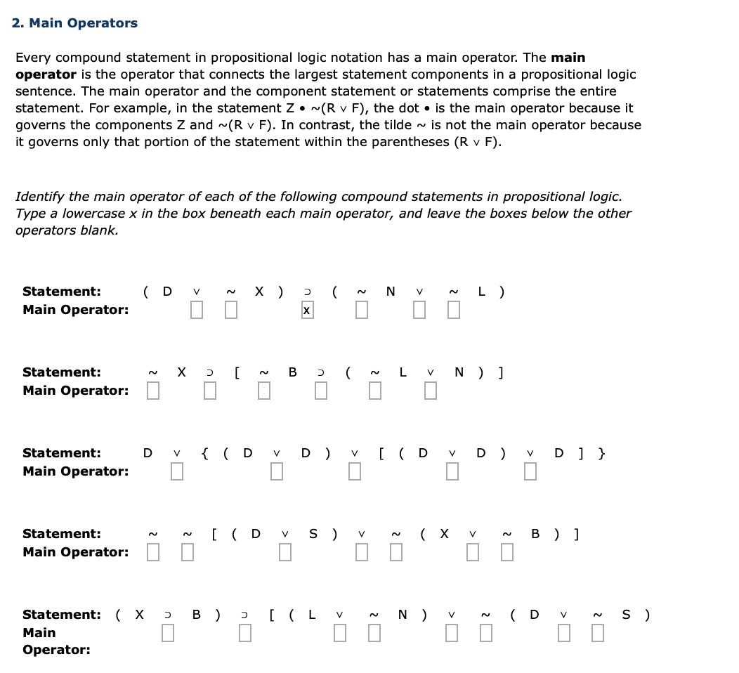 Solved 2. Main Operators Every compound statement in | Chegg.com