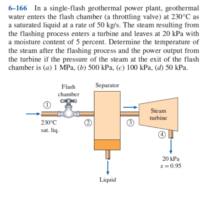 Solved 6-166 In a single-flash geothermal power plant, | Chegg.com