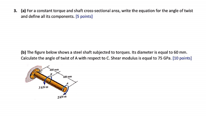 Solved 3. (a) For a constant torque and shaft | Chegg.com