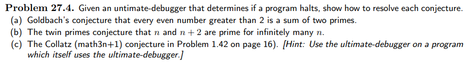 Problem 27.4. Given an untimate-debugger that | Chegg.com