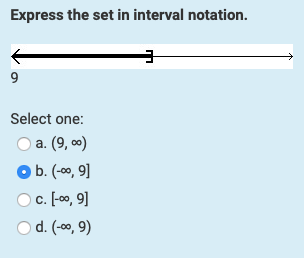 Solved Express the set in interval notation. Select one: a. | Chegg.com