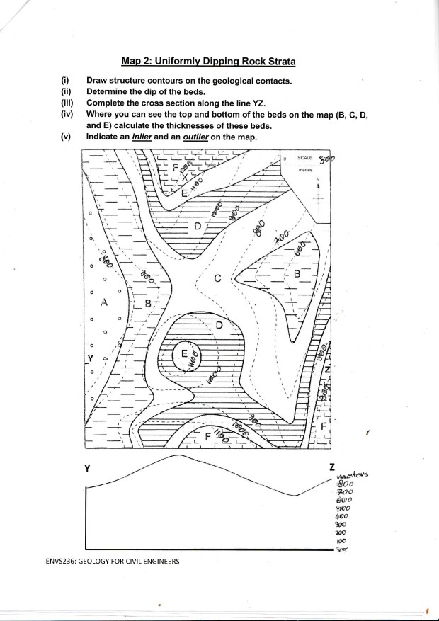 Map 2: Uniformly Dipping R ata (i) Draw structure | Chegg.com