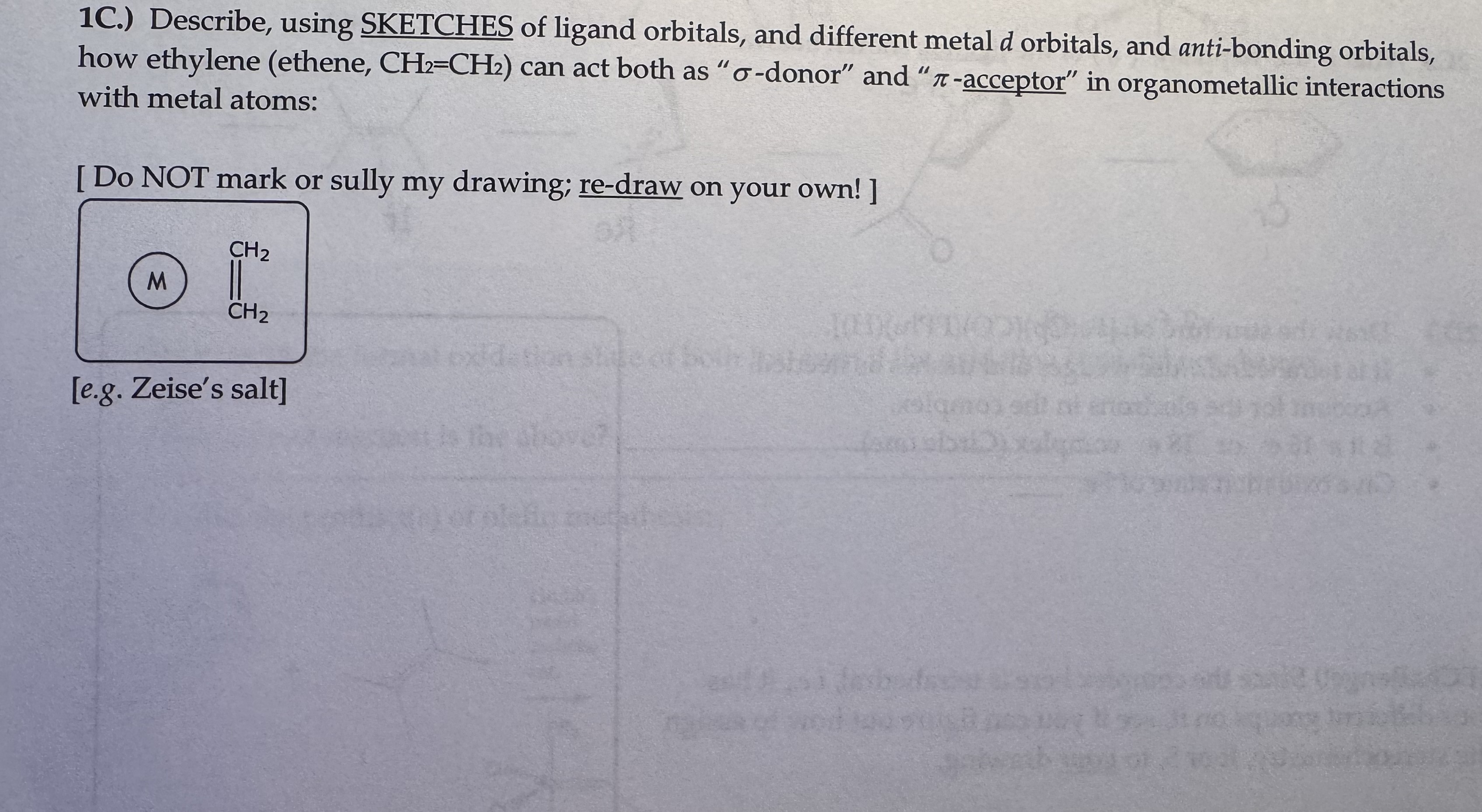 Solved 1C.) ﻿Describe, using SKETCHES of ligand orbitals, | Chegg.com