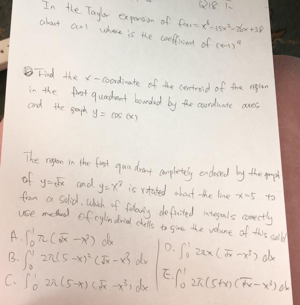 Solved In the Taylor expansion of fara X8 -35x²_26x +38 | Chegg.com