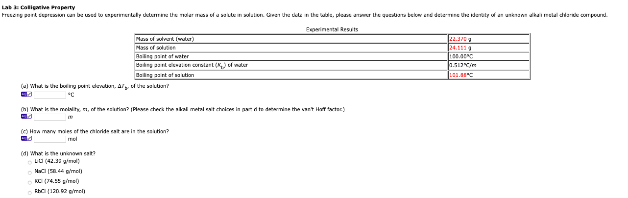 Solved Lab 3: Colligative Property Freezing point depression | Chegg.com