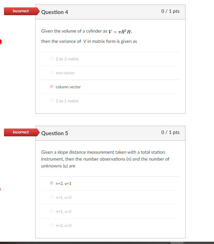 Given the volume of a cylinder as V=πR2H The A-matrix | Chegg.com
