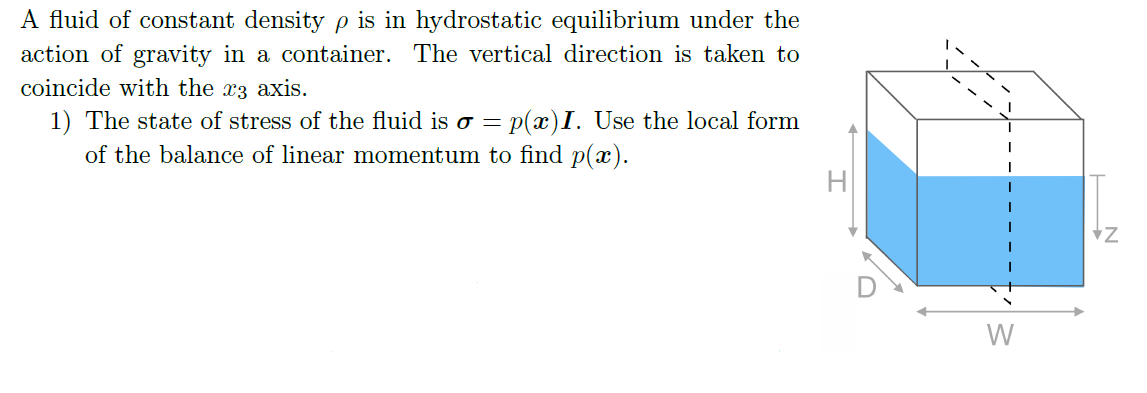 Solved A fluid of constant density p is in hydrostatic | Chegg.com