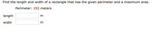Solved Find The Length And Width Of A Rectangle That Has The Chegg