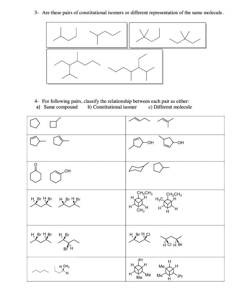 Solved 3- Are these pairs of constitutional isomers or | Chegg.com