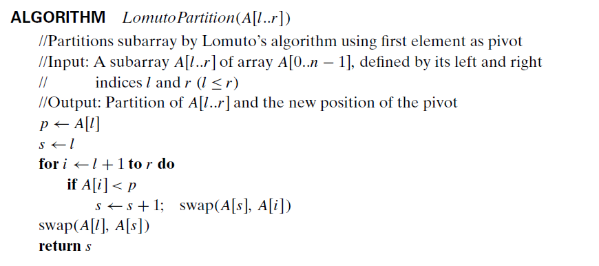 Solved Suppose you use the LomutoPartition() function (shown | Chegg.com