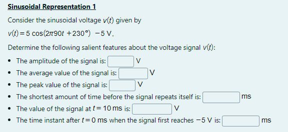 Solved Sinusoidal Representation 1 Consider the sinusoidal | Chegg.com