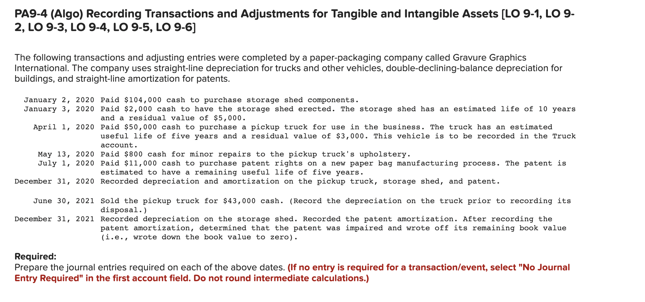 Solved PA9-4 (Algo) Recording Transactions and Adjustments | Chegg.com
