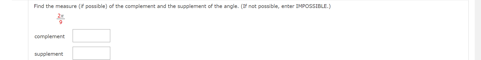 Solved Find the measure (if possible) ﻿of the complement and | Chegg.com