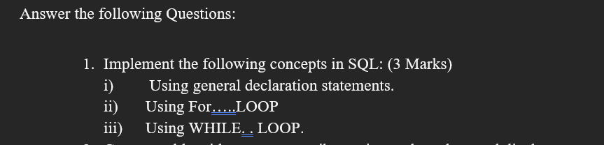 Solved Answer the following Questions: 1. Implement the | Chegg.com