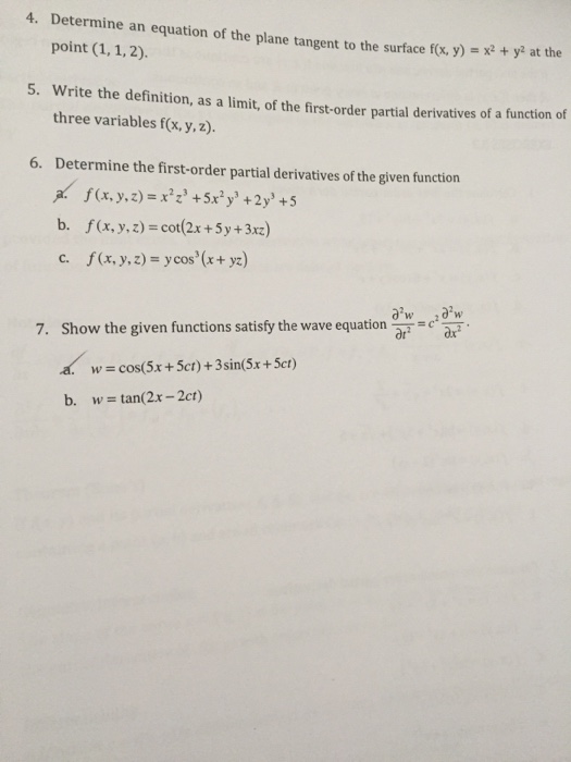 Solved 1. Calculate the first-order partial derivatives. | Chegg.com