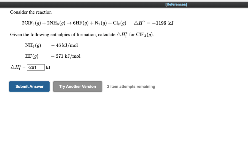 Solved [References) Calculate AH for the reaction N2H4(1) + | Chegg.com