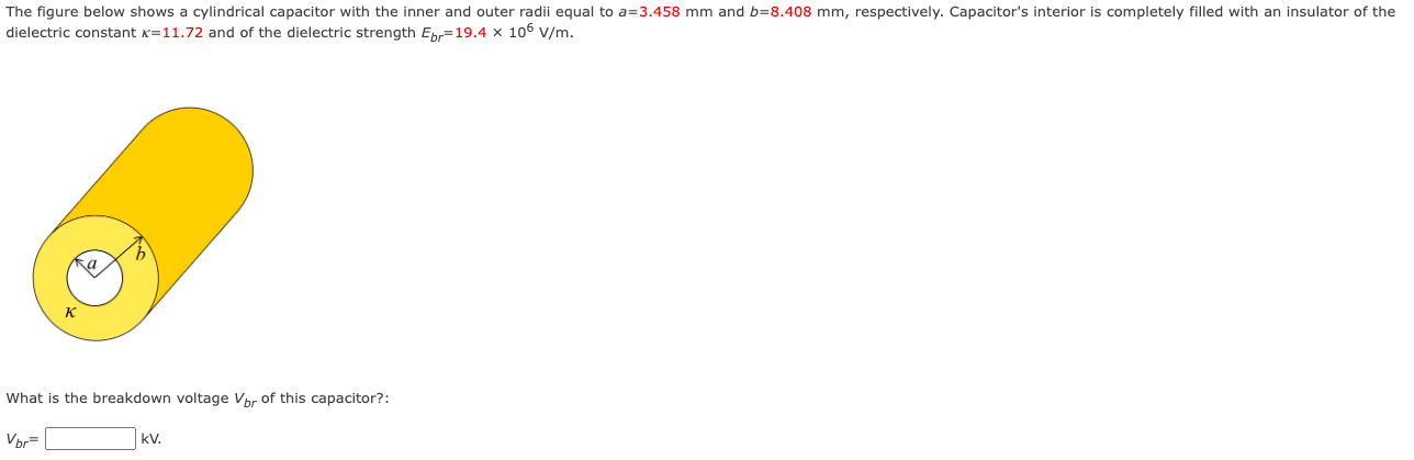 Solved dielectric constant K=11.72 and of the dielectric | Chegg.com