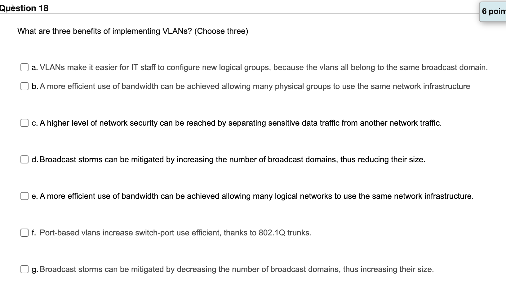 Solved What are three benefits of implementing VLANs? | Chegg.com