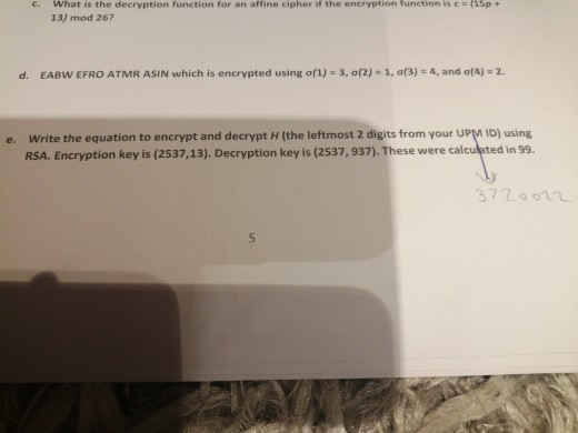 Solved L. What is the decryption function for an affine | Chegg.com