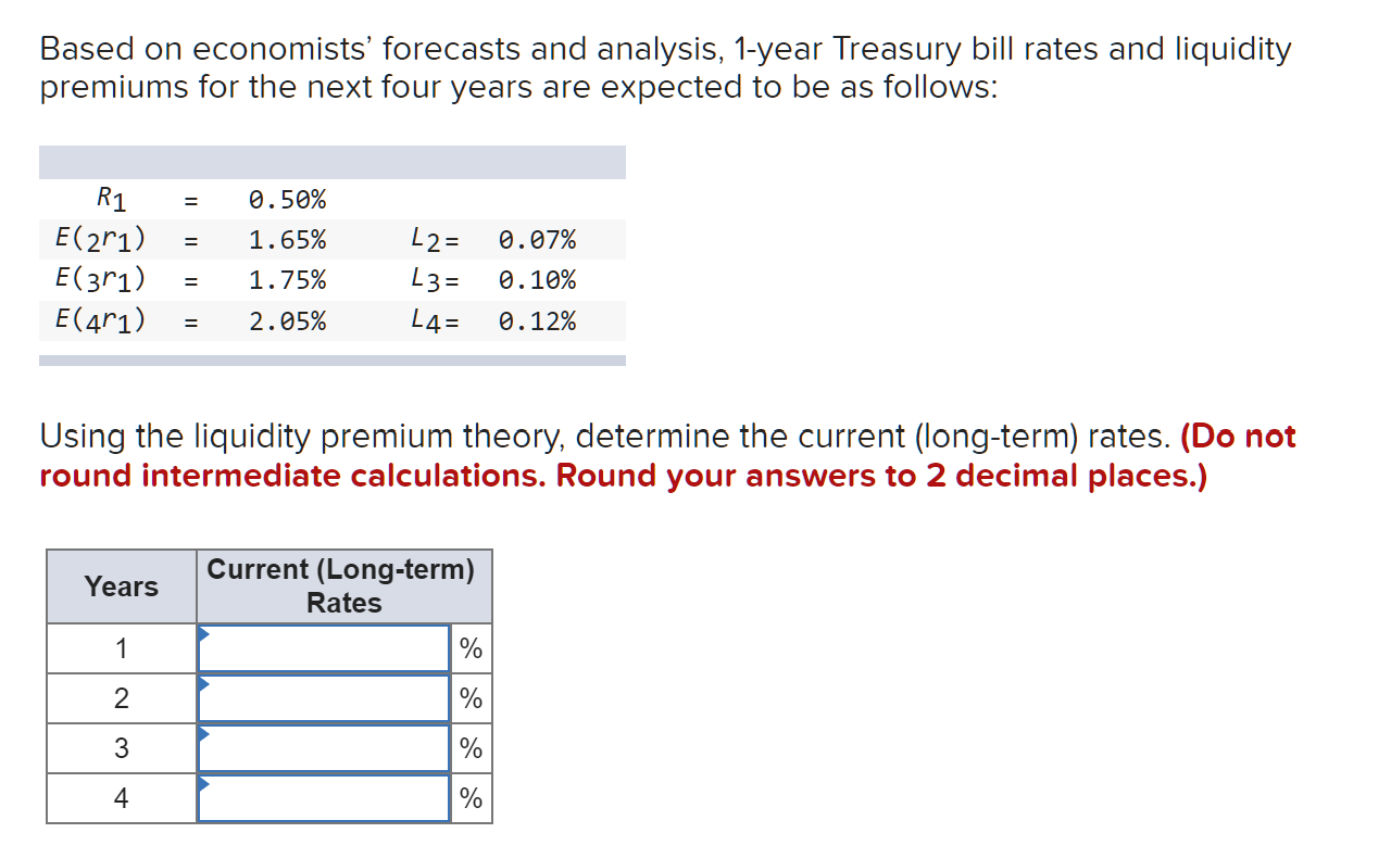 Solved Based on economists' forecasts and analysis, 1-year | Chegg.com