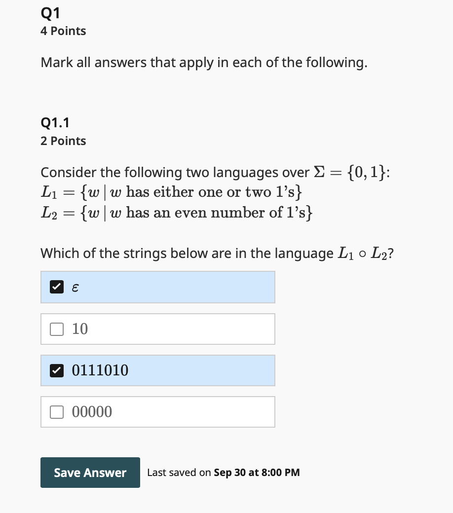 Solved Q14 ﻿PointsMark all answers that apply in each of the | Chegg.com
