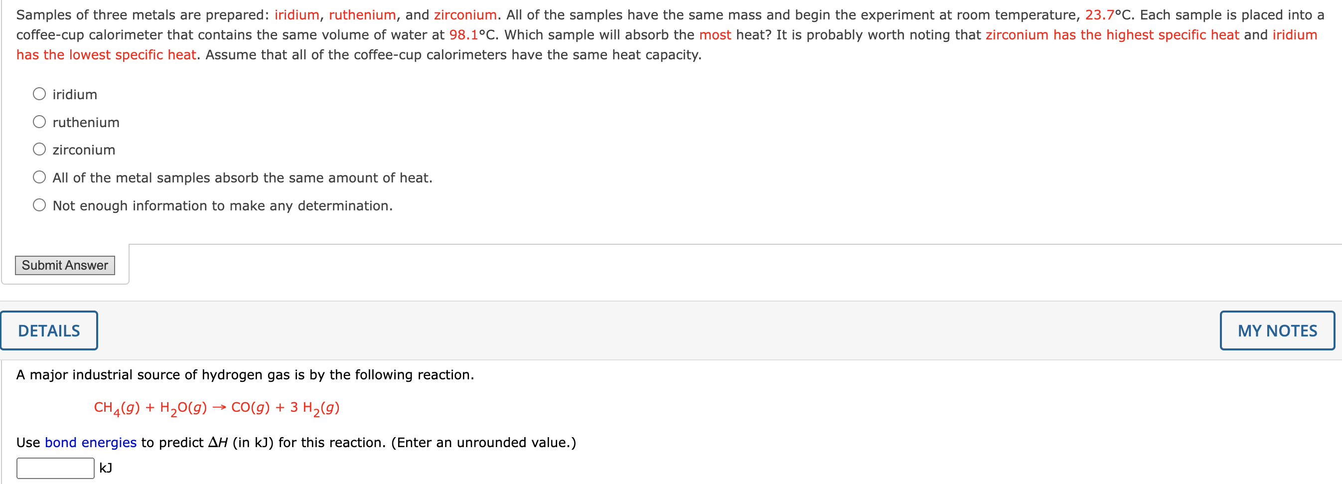 Solved Samples of three metals are prepared: iridium, | Chegg.com