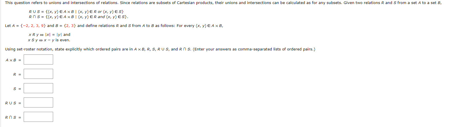 Solved This question refers to unions and intersections of | Chegg.com