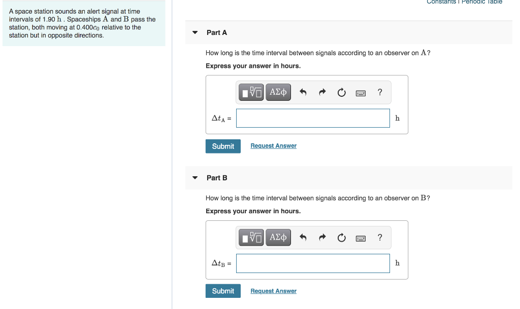 Solved Constants 1 Periodic Table A space station sounds an | Chegg.com