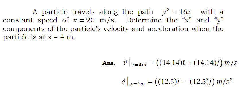 Solved A particle travels along the path y2=16x with a | Chegg.com