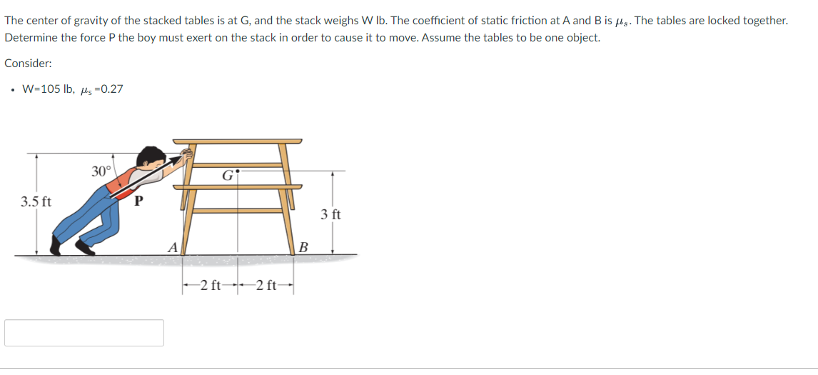 Solved The center of gravity of the stacked tables is at G, | Chegg.com