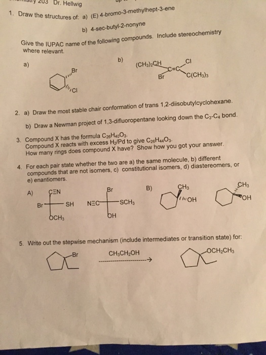 Solved Draw the structure of (E)4-bromo-3-methylhept-3-ene | Chegg.com