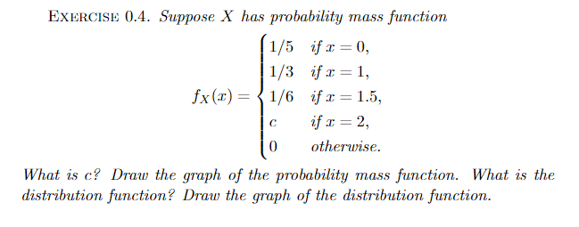 Solved - EXERCISE 0.4. Suppose X has probability mass | Chegg.com