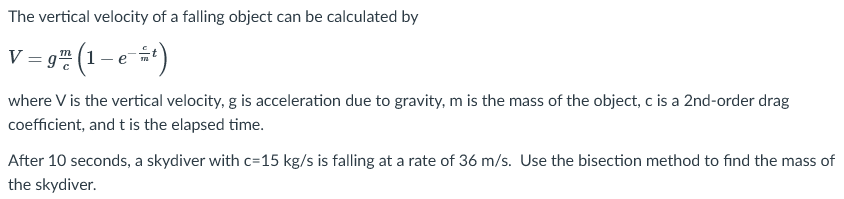 The vertical velocity of a falling object can be | Chegg.com