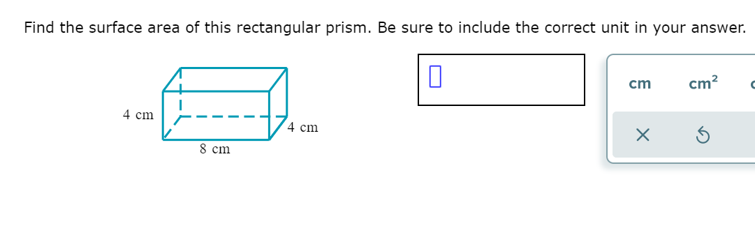 Solved Find the surface area of this rectangular prism. Be | Chegg.com
