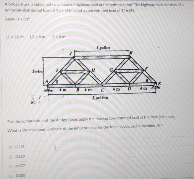 Solved A bridge truss is subjected to a standard highway | Chegg.com