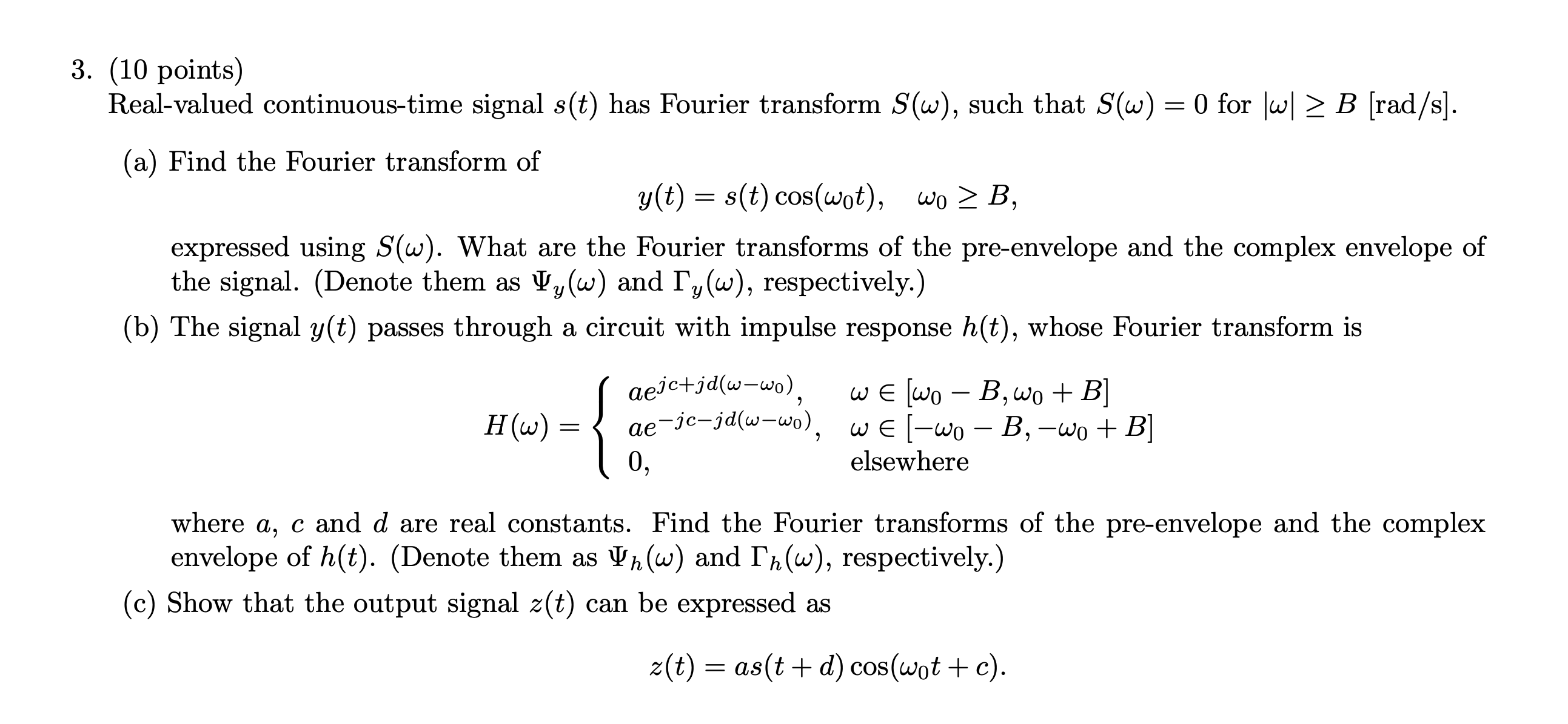 Solved (10 points) Real-valued continuous-time signal s(t) | Chegg.com