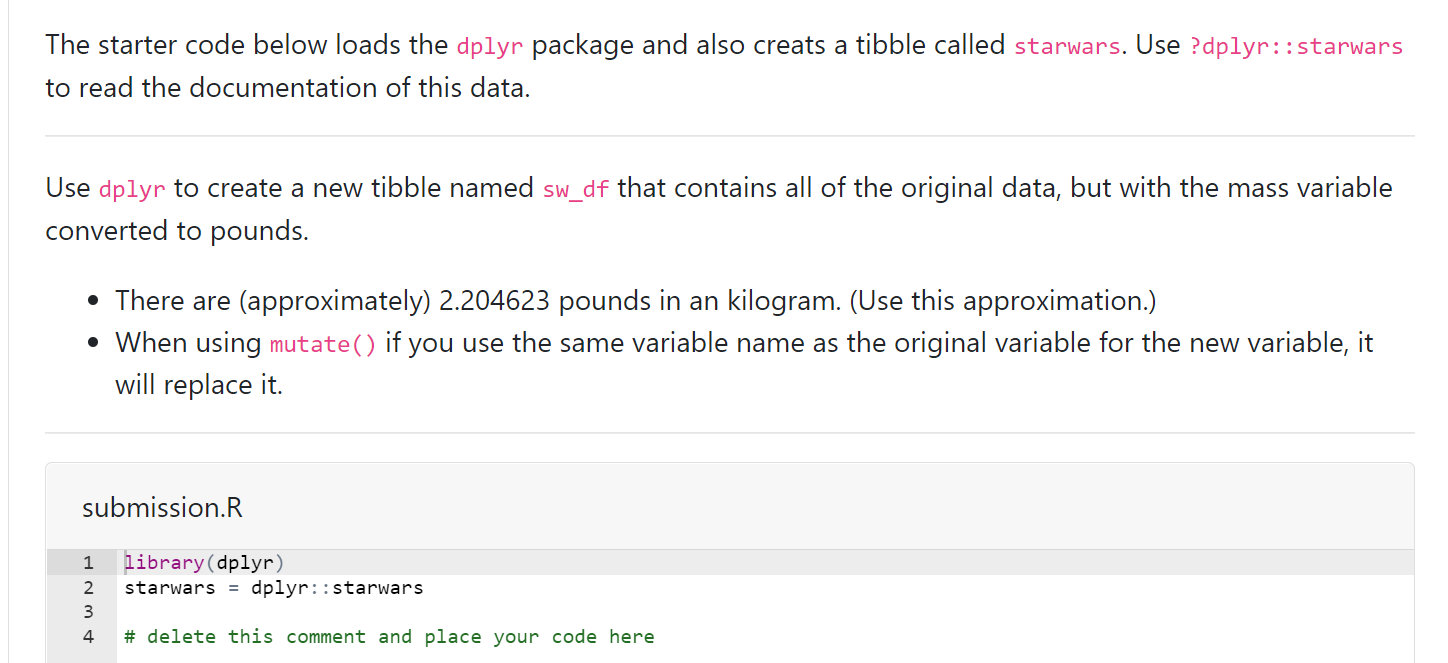 Solved The starter code below loads the dplyr package and | Chegg.com