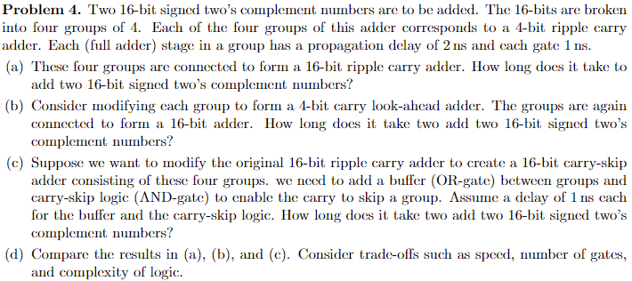 Problem 4. Two 16-bit signed two's complement numbers | Chegg.com