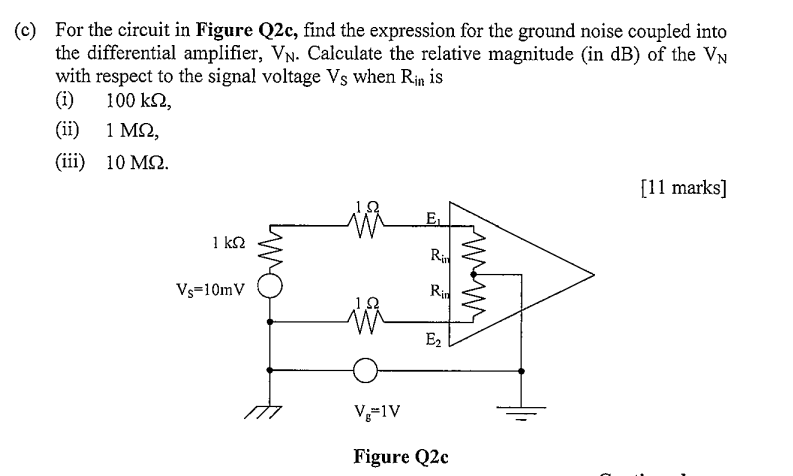Solved (c) For the circuit in Figure Q2c, find the | Chegg.com