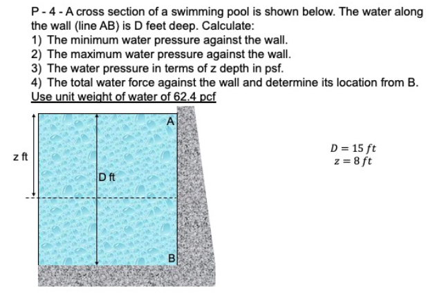 Solved P-4 - A cross section of a swimming pool is shown | Chegg.com
