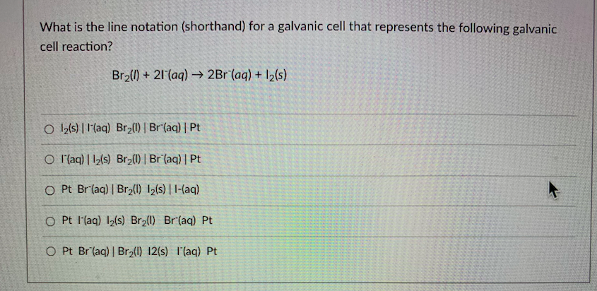 Solved What is the line notation (shorthand) for a galvanic | Chegg.com