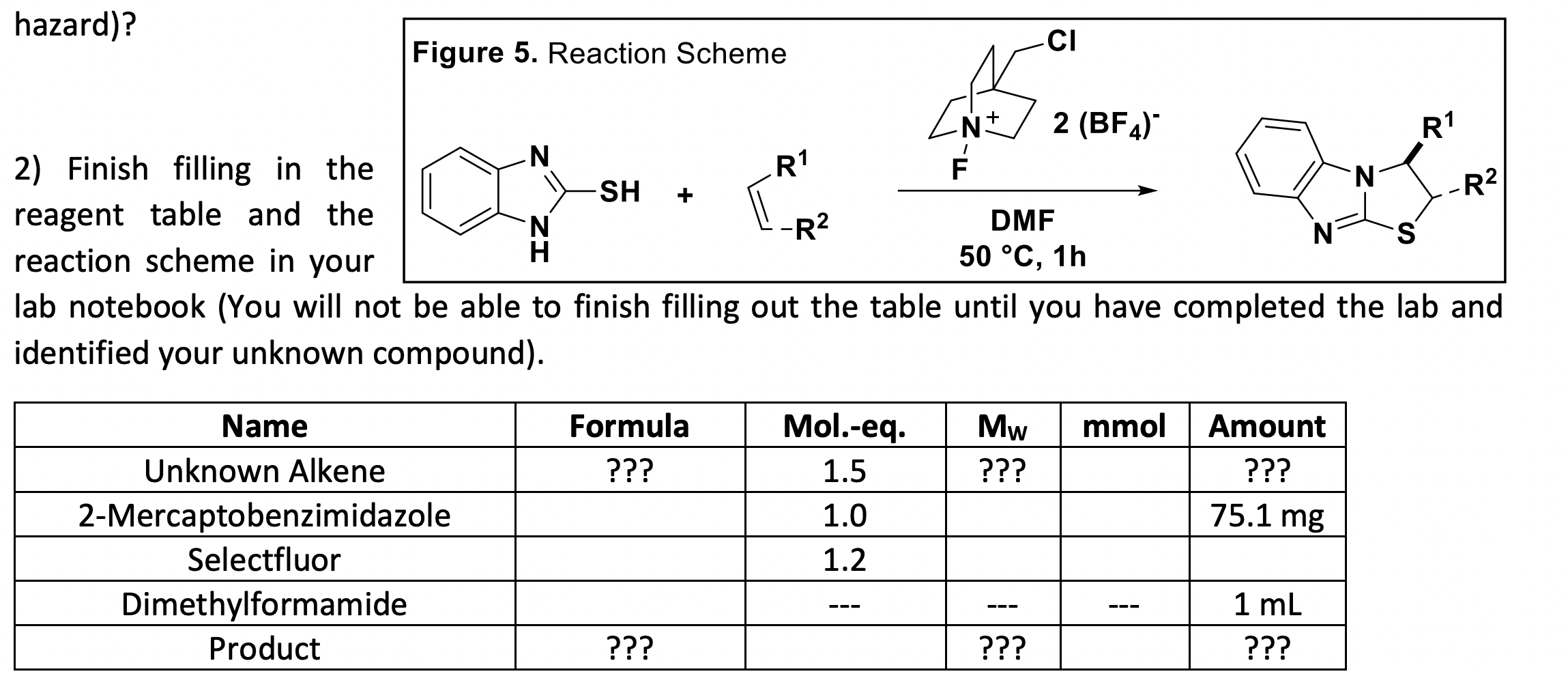 2) Finish filling in the reagent table and the | Chegg.com