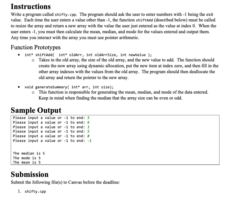 Solved Instructions Write a program called shifty.cpp. The | Chegg.com