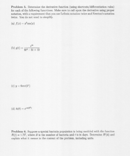 Solved Problem 5. Determine the derivative function (using | Chegg.com