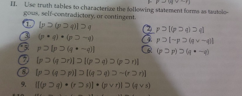 Solved II. Use truth tables to characterize the following | Chegg.com
