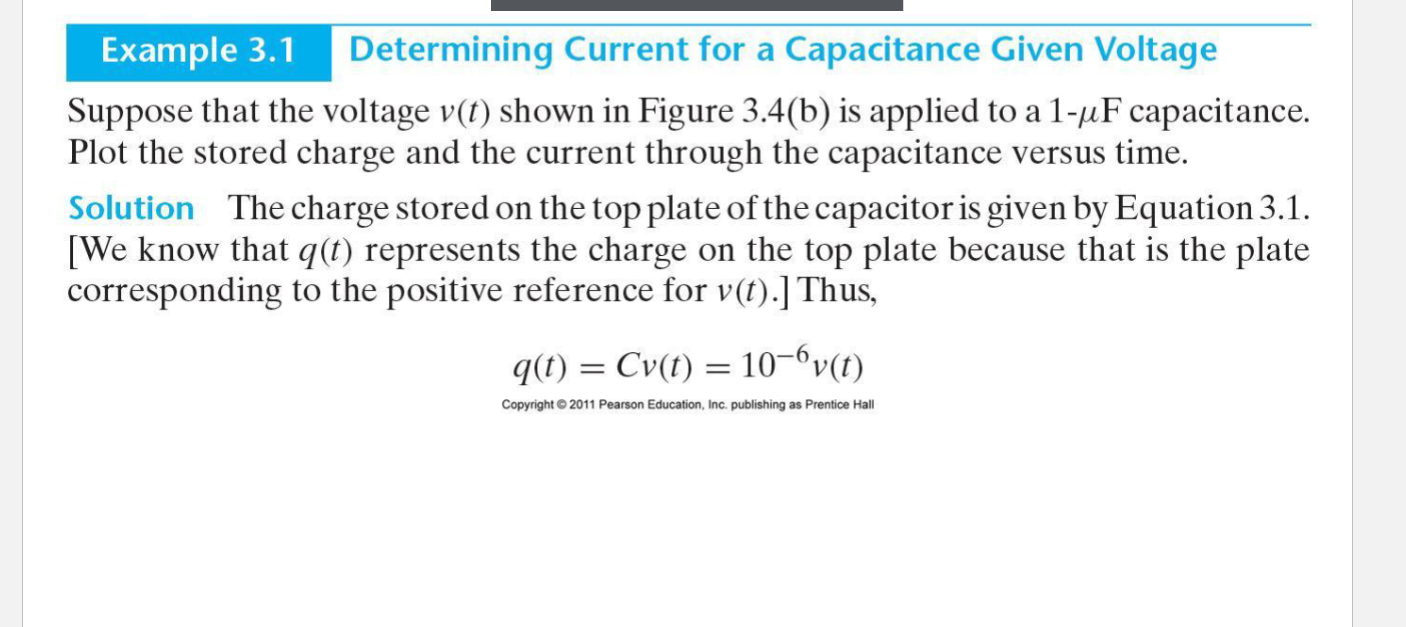 Solved Example 3.1 Determining Current for a Capacitance | Chegg.com